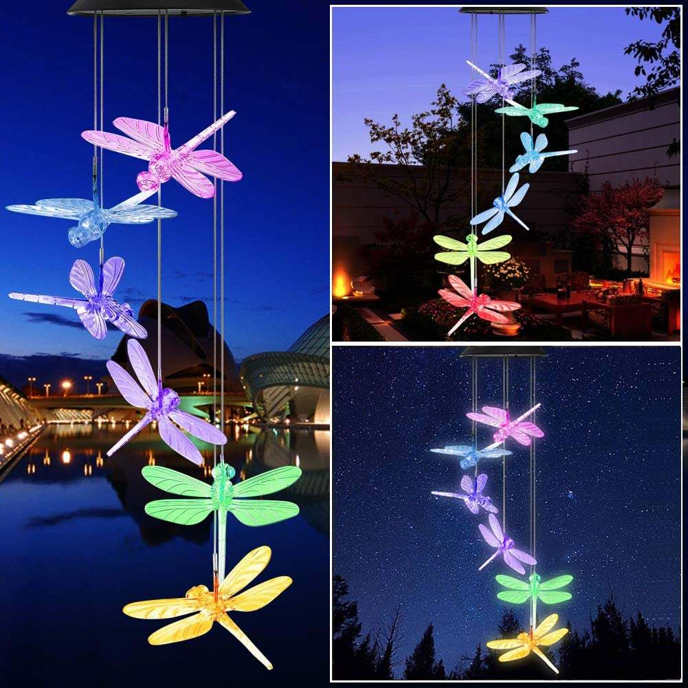 Solar Wind Chime Light, EROCK Solar Powered Color Changing LED Hanging ...