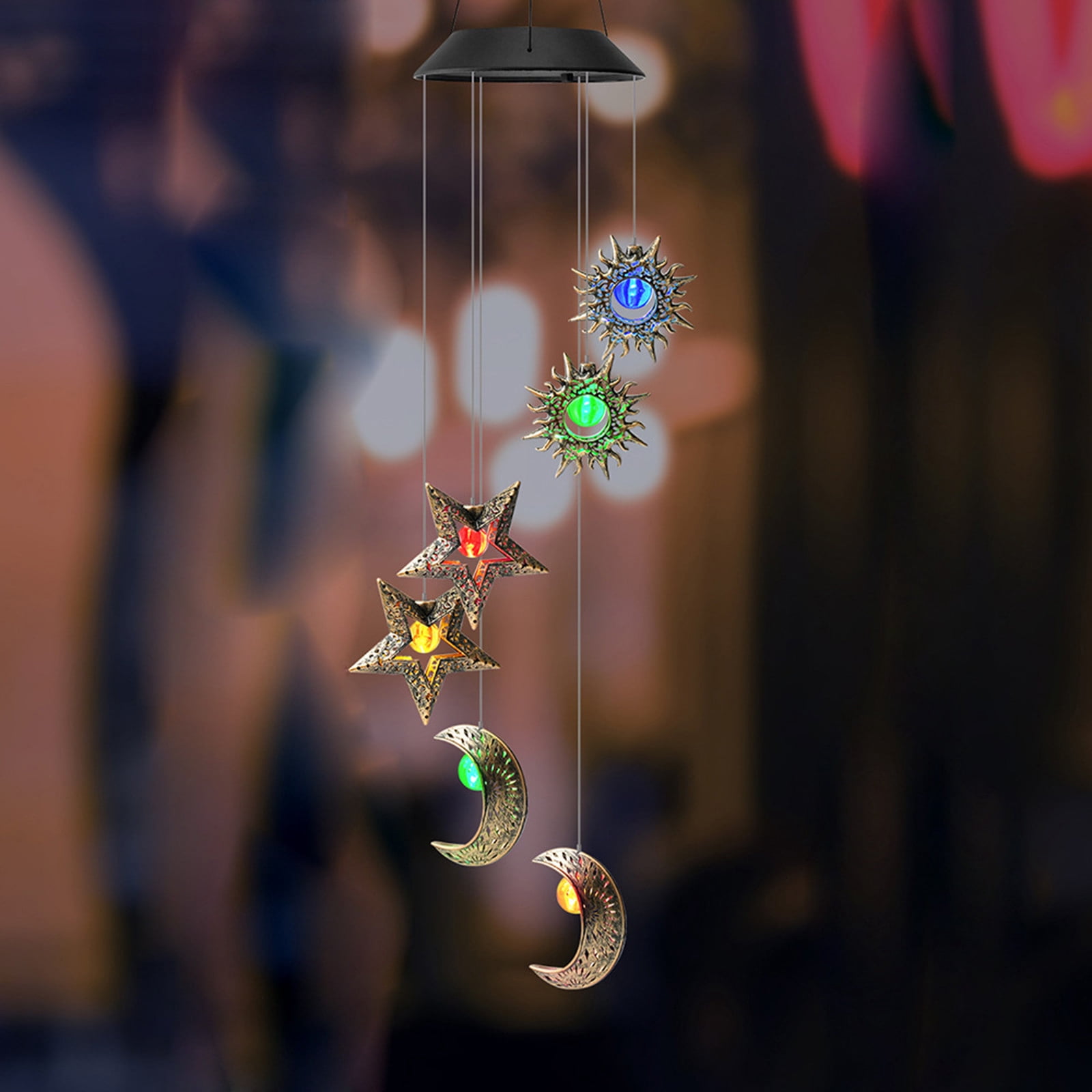 Solar Wind Chime With Sun Star Wind Chime Colorful Led Wind Chime ...