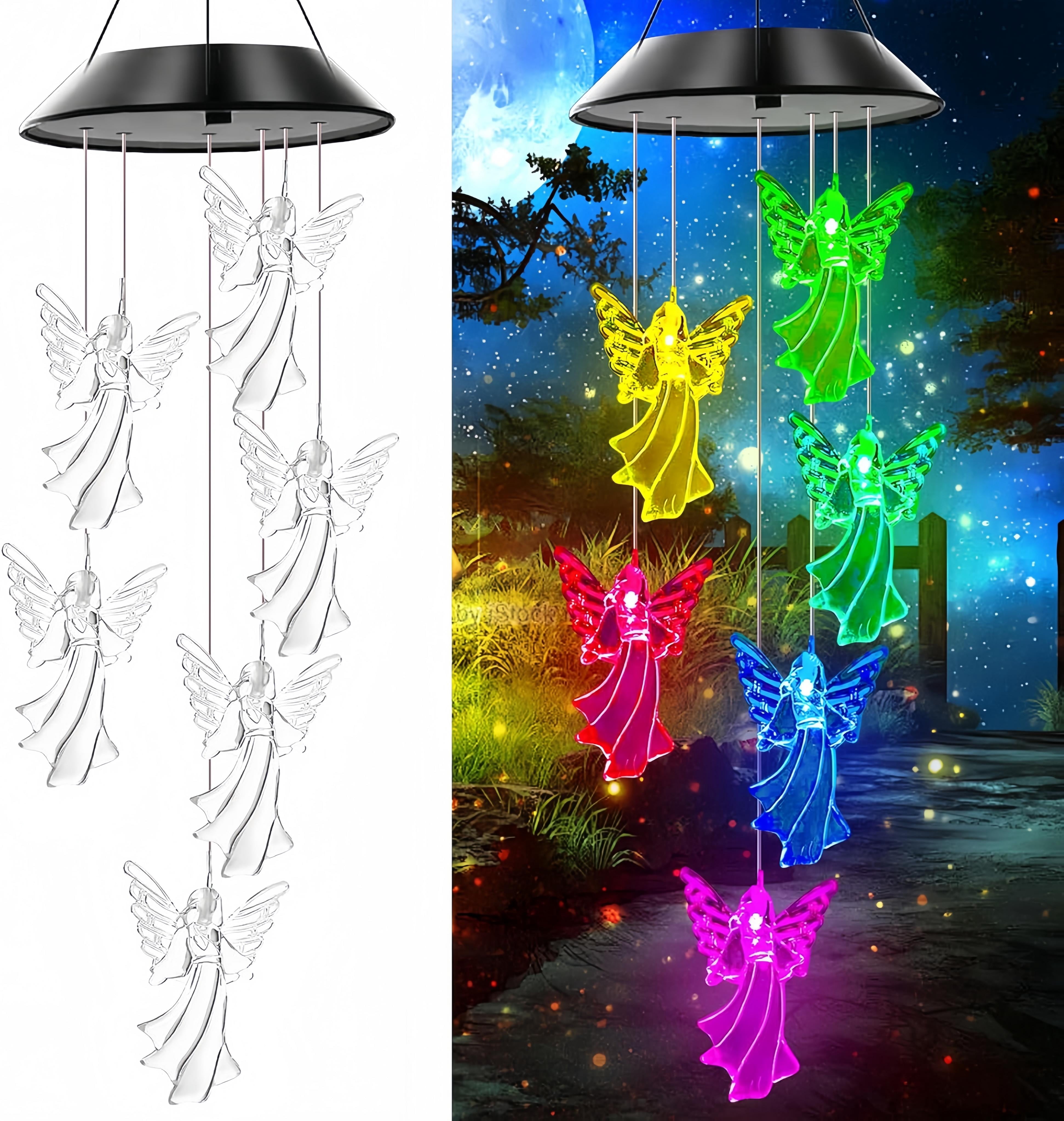 Solar Wind Chimes, Color Changing Angel Wind Chimes, LED Decorative ...