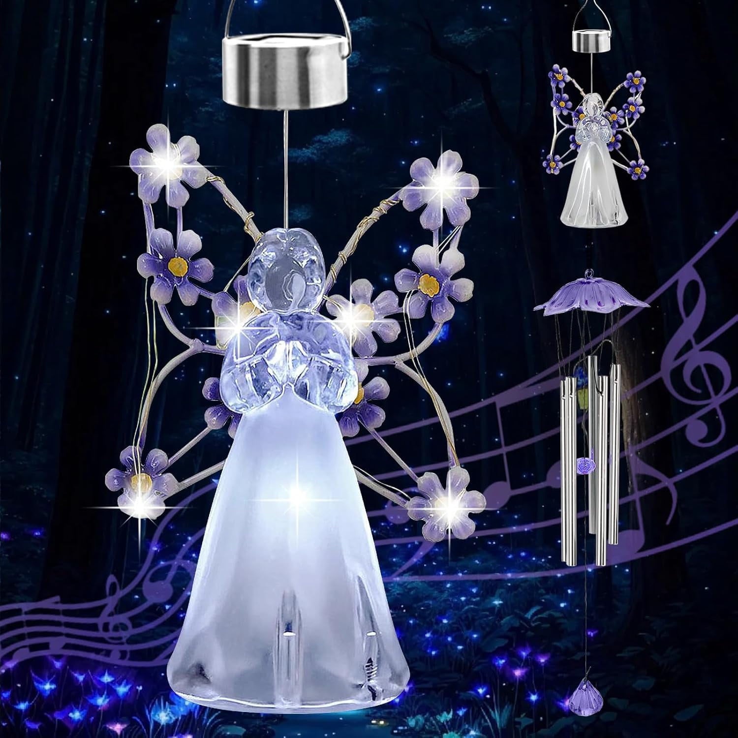 Solar Wind Chimes Light, Hanging Angel Wind Chime Light Decor ...