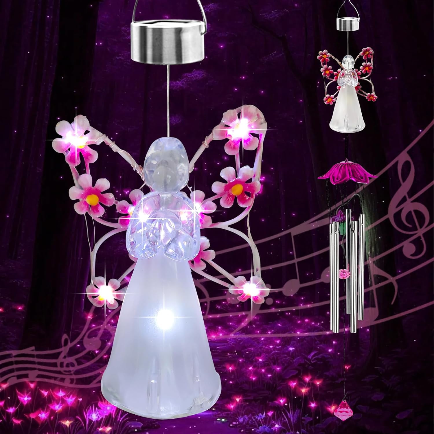 Solar Wind Chimes Light, Hanging Angel Wind Chime Light Decor ...