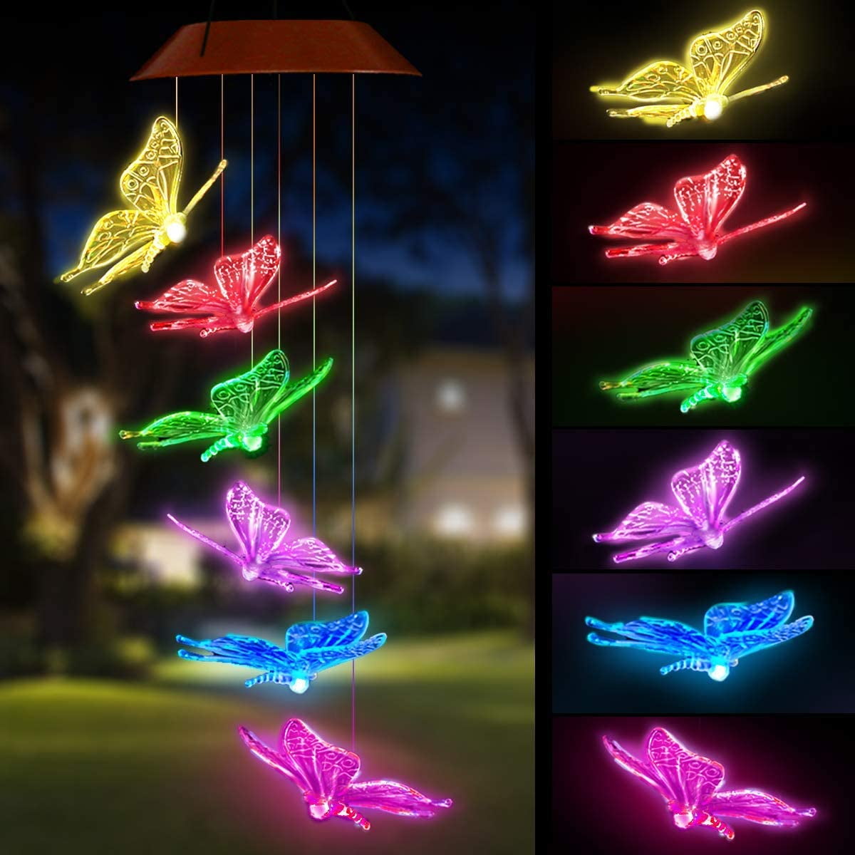 Solar Wind Chimes Light Outdoor Changing Color Decorative Mobile ...