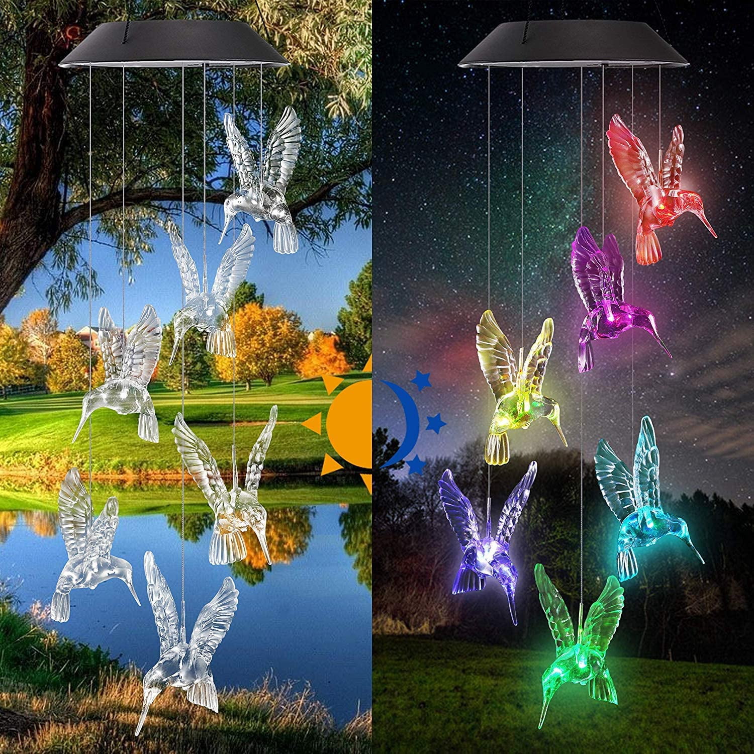 Solar Wind Chimes Light Outdoor Changing Color Decorative Mobile ...