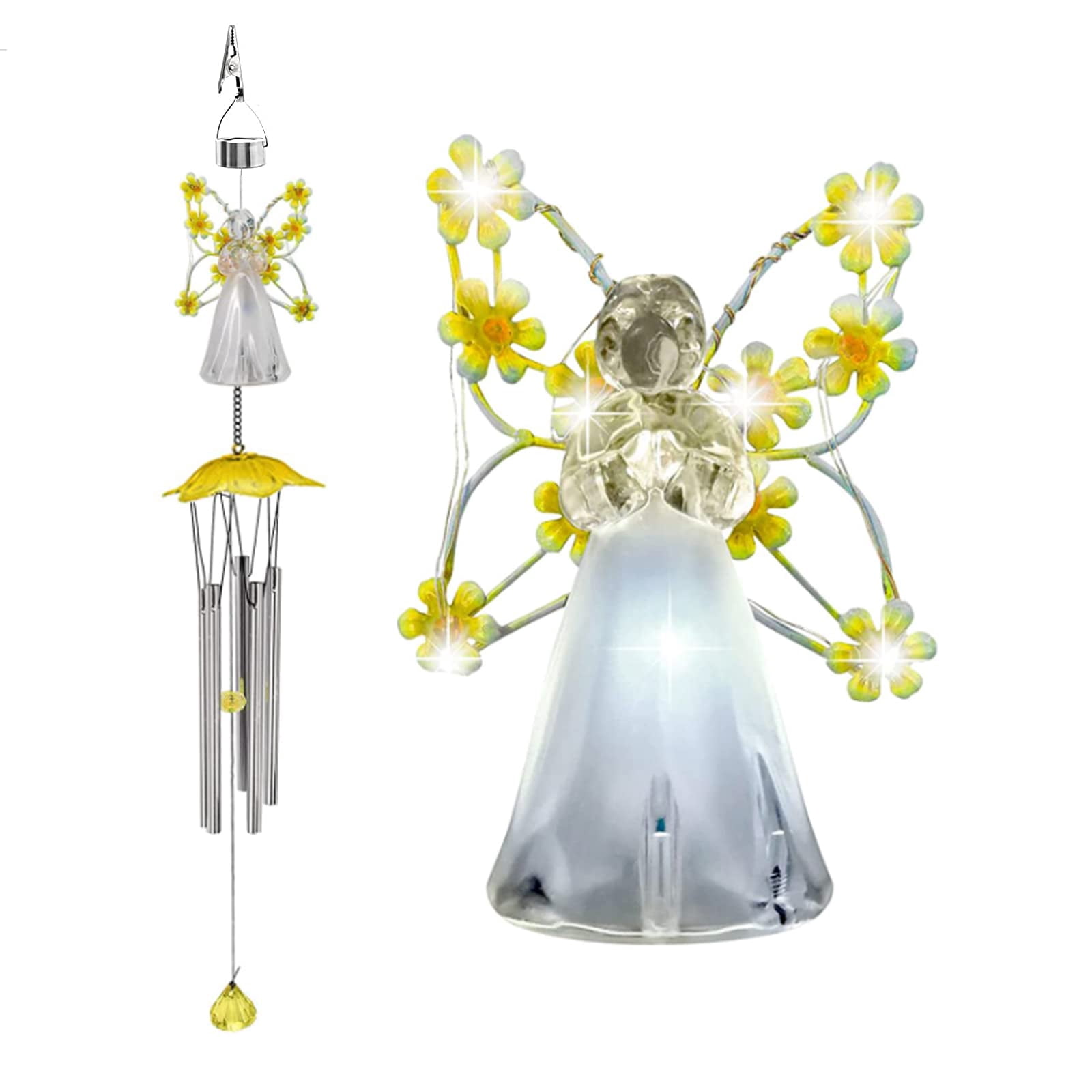Solar Wind Chimes for Outside, Angel LED Wind Chimes Outdoor Garden ...