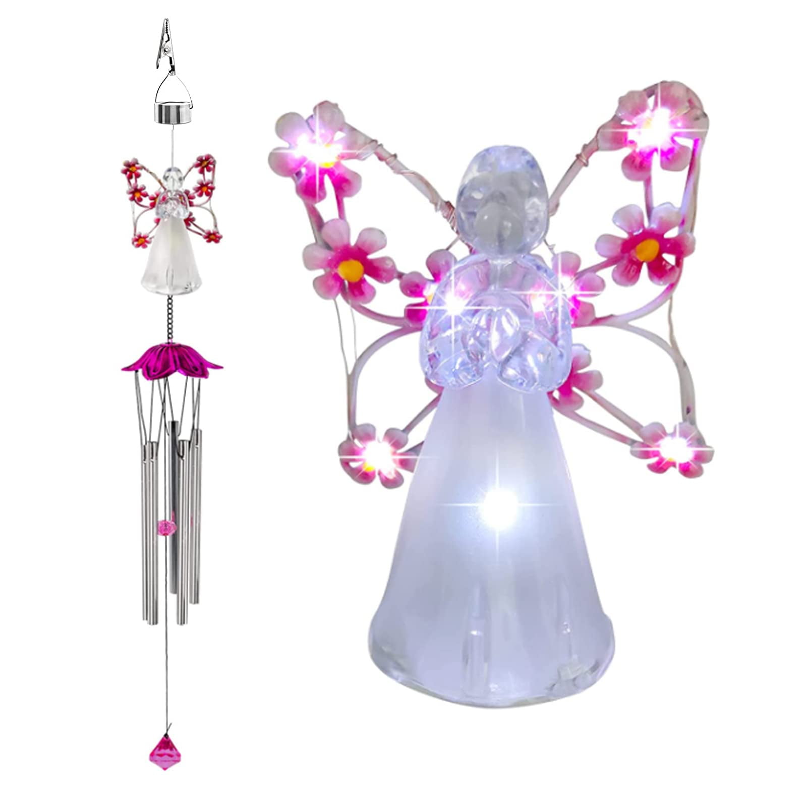 Solar Wind Chimes for Outside, Angel LED Wind Chimes Outdoor Garden ...