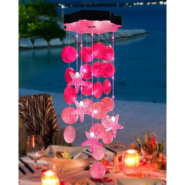 Solar Wind Chimes for Outside, Shells Light Gifts for Mom Grandma Women ...