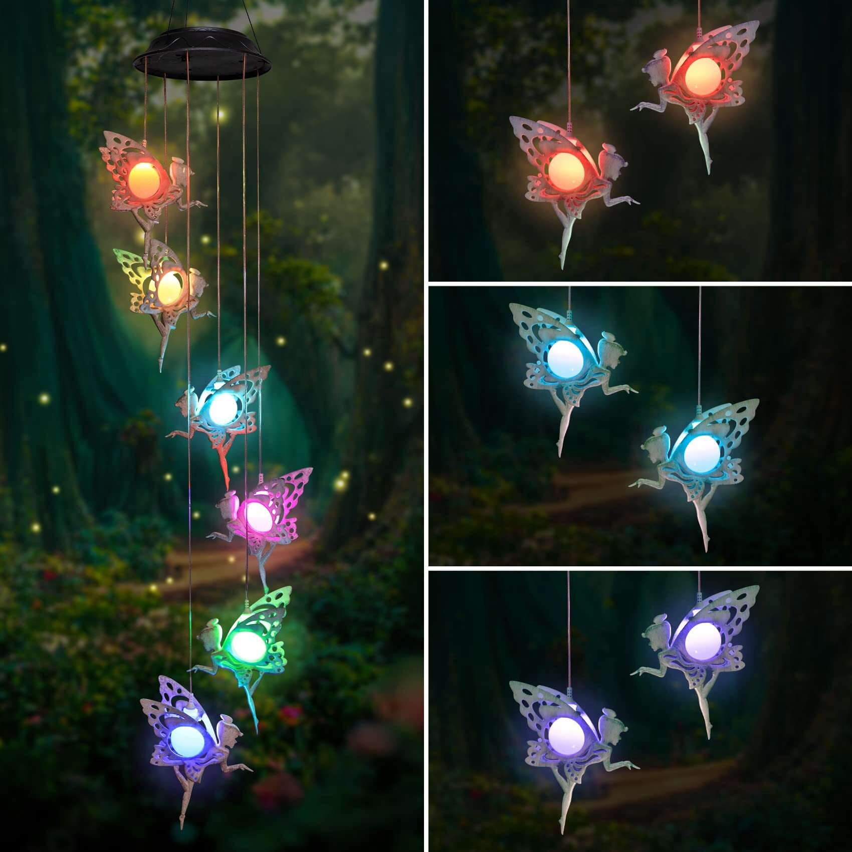 Solar Wind Chimes for Outside with Sun Moon Star Solar Hanging Lights ...