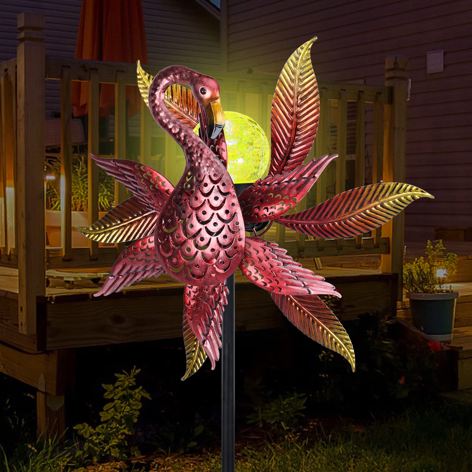 Solar Wind Spinner Outdoor Metal Kinetic Wind Spinners with LED ...