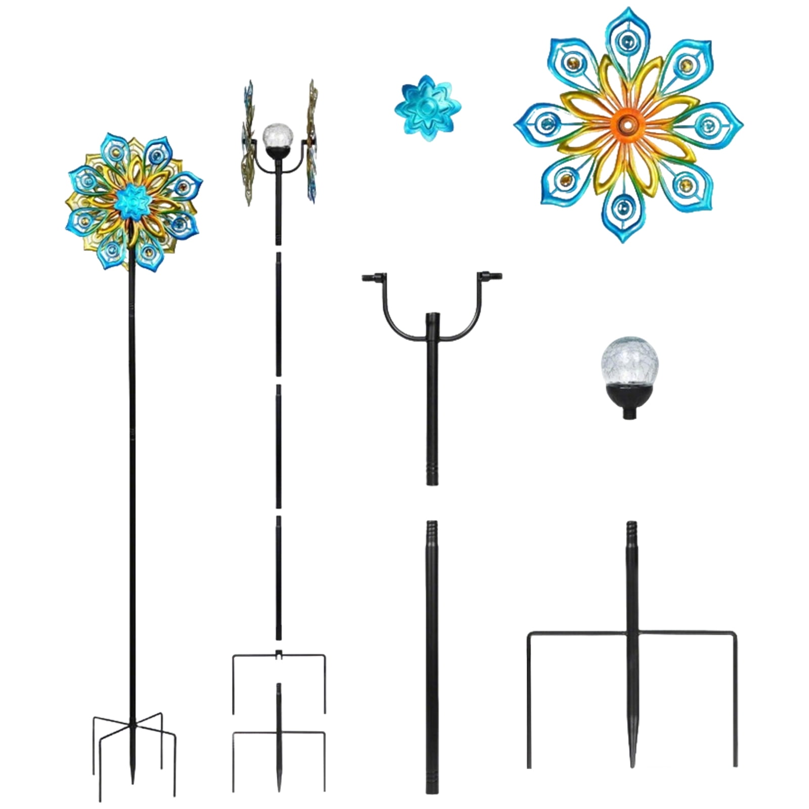 Solar Wind Spinners Outdoor 63x13 Metal Yard Art Kinetic Wind Spinners ...