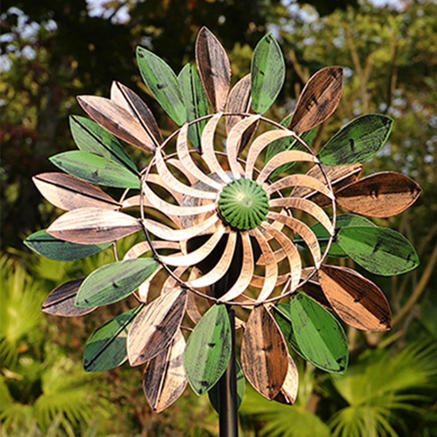 Solar Wind Spinners Outdoor Decor:75in Metal Dual Direction Garden ...