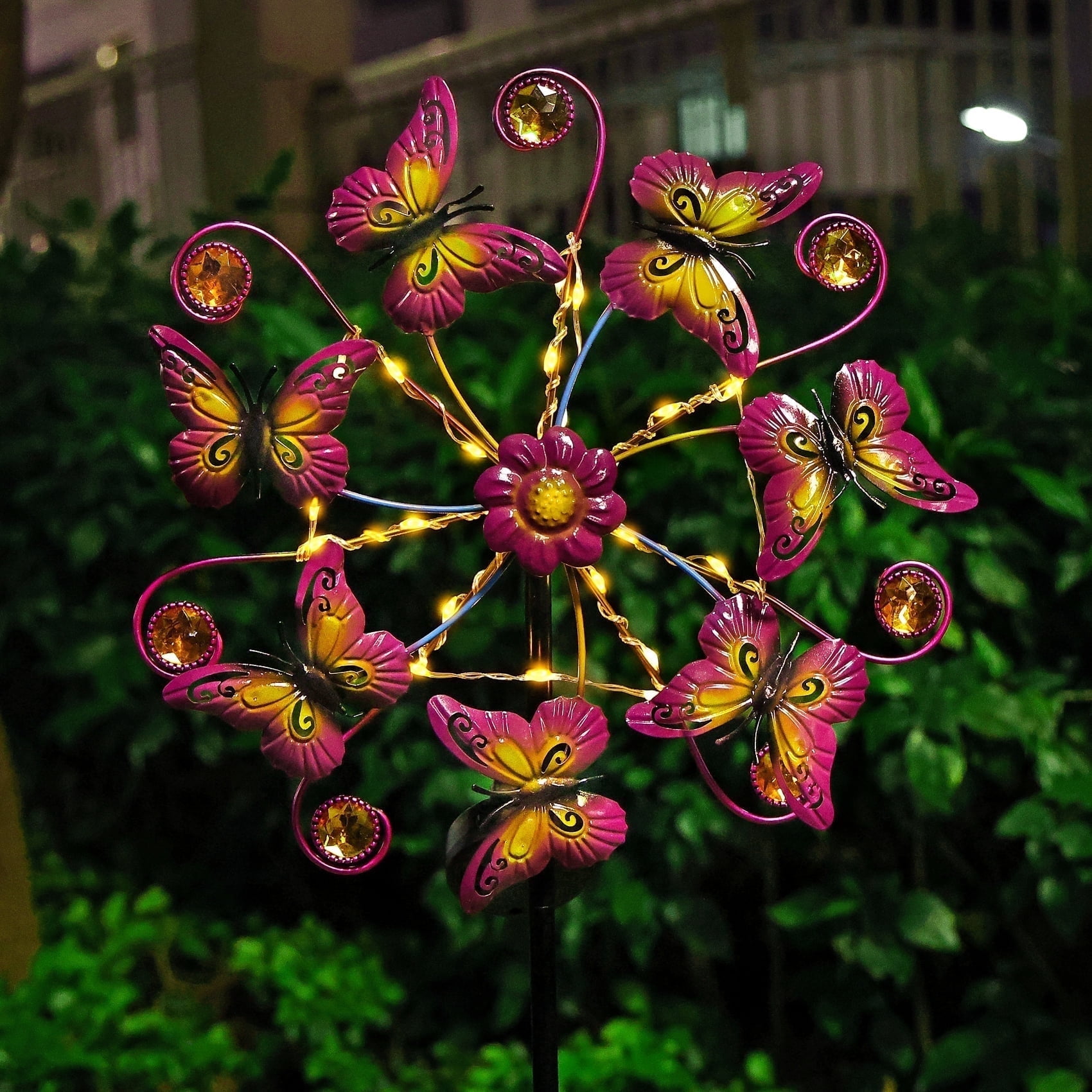 Solar Wind Spinners Outdoor for Yard and Garden, 51“Butterfly Metal ...