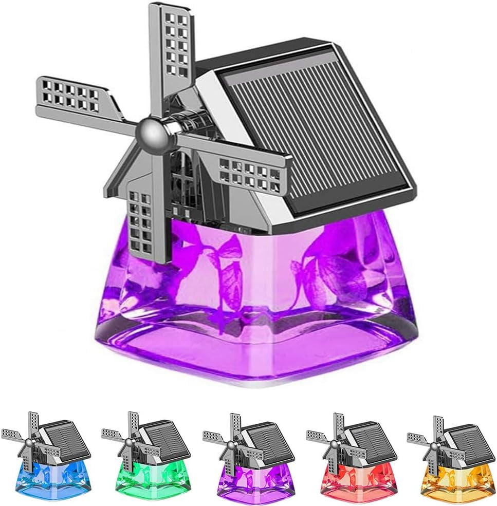 Solar Windmill Aromatherapy Car Air Freshener, Cute Rotating ...