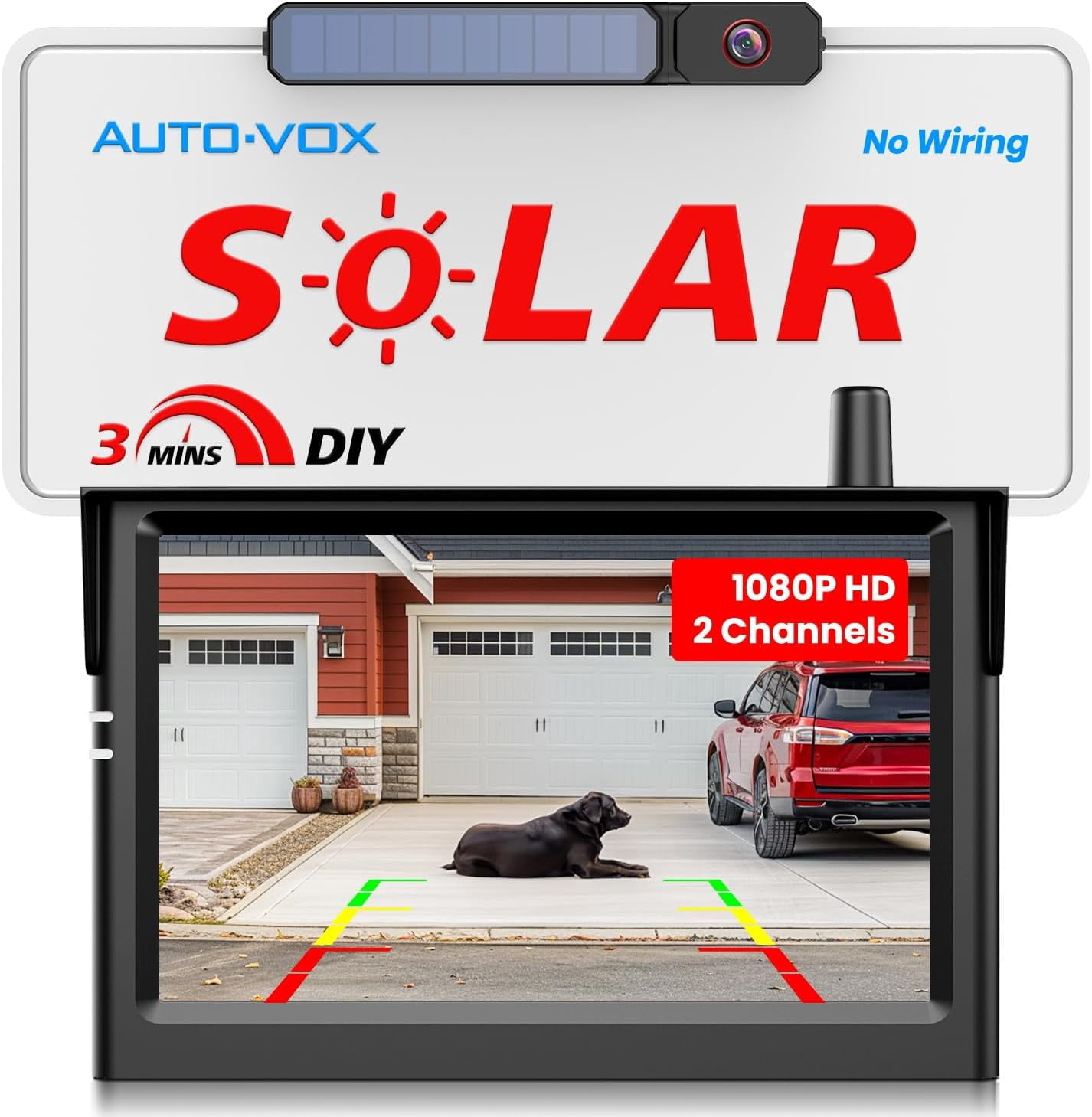 Solar Wireless Backup Camera:5" HD 1080P Monitor,3 Mins DIY ...