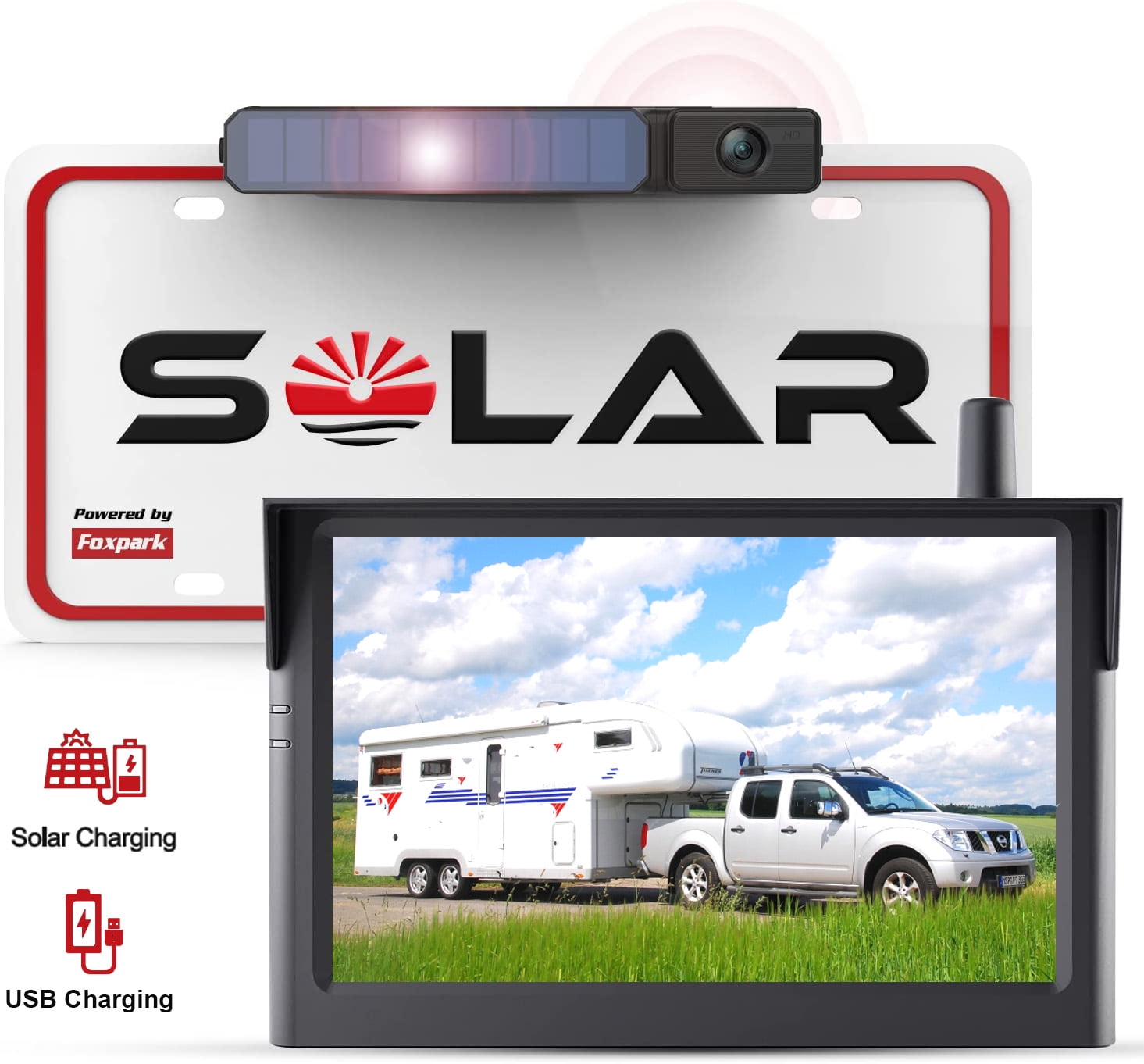 Solar Wireless Backup Camera System, DIY Install, Car Monitor, 2 ...