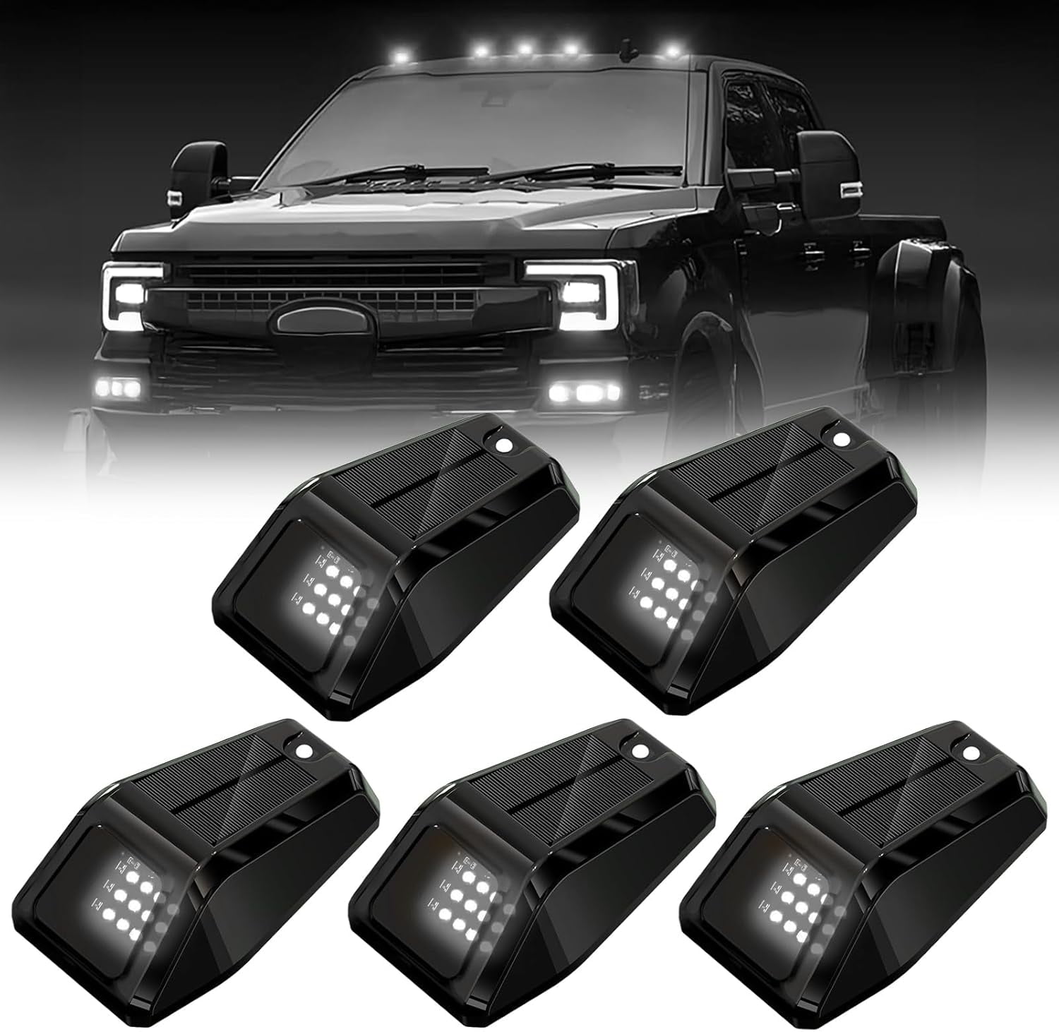 Solar Wireless No Drill Truck Cab Roof Lights with Motion Vibration ...
