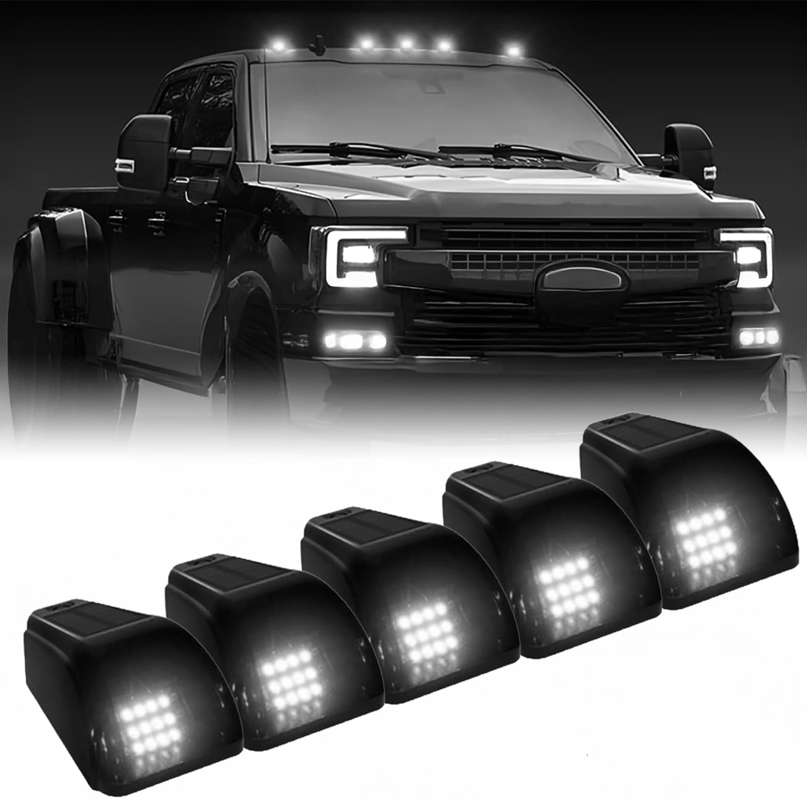 Solar Wireless No Drill Truck Cab Roof Lights with Motion Vibration ...