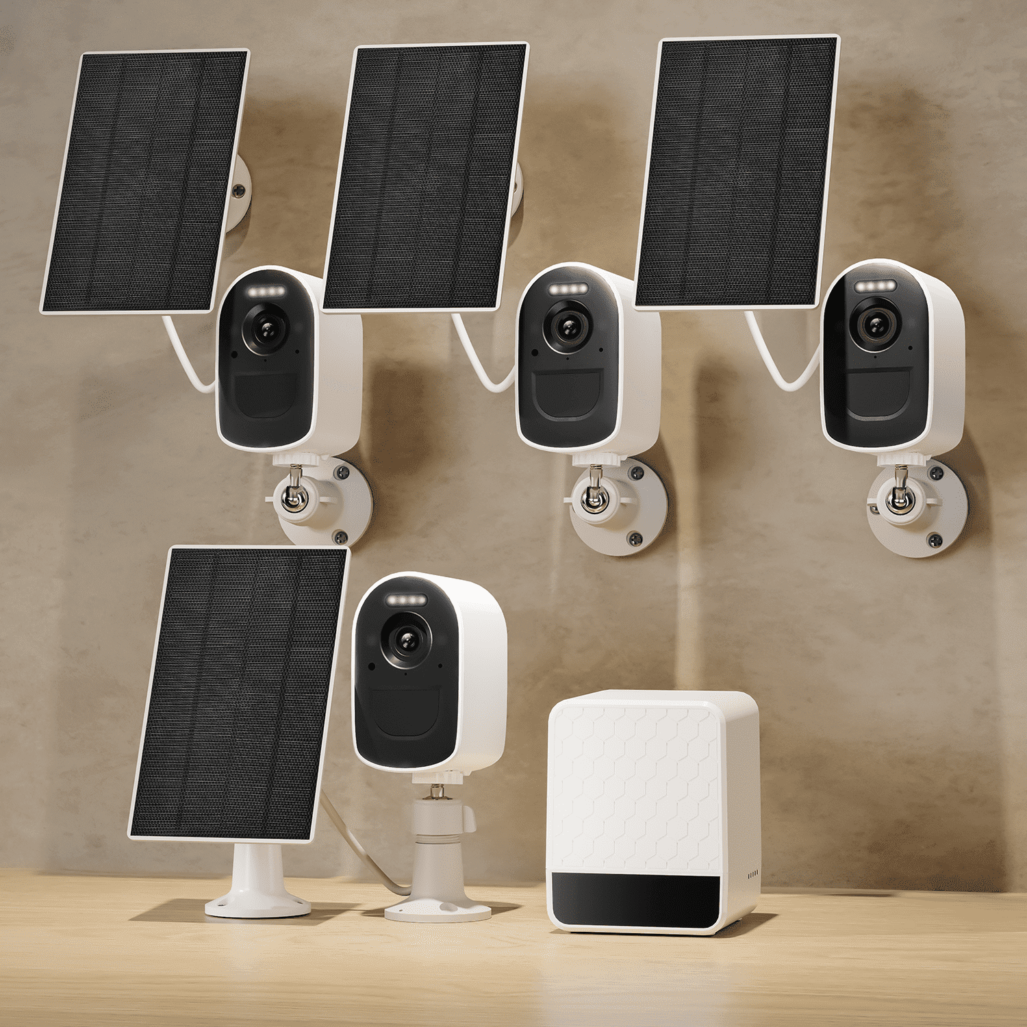 Solar Wireless Security Camera System, 4-Camera Kit with 2.5K 4MP Color ...