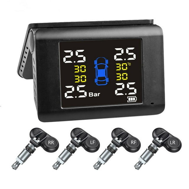 Solar Wireless Tire Pressure Monitor TPMS Tire Pressure Detector Car Tyre Monitoring System with ...