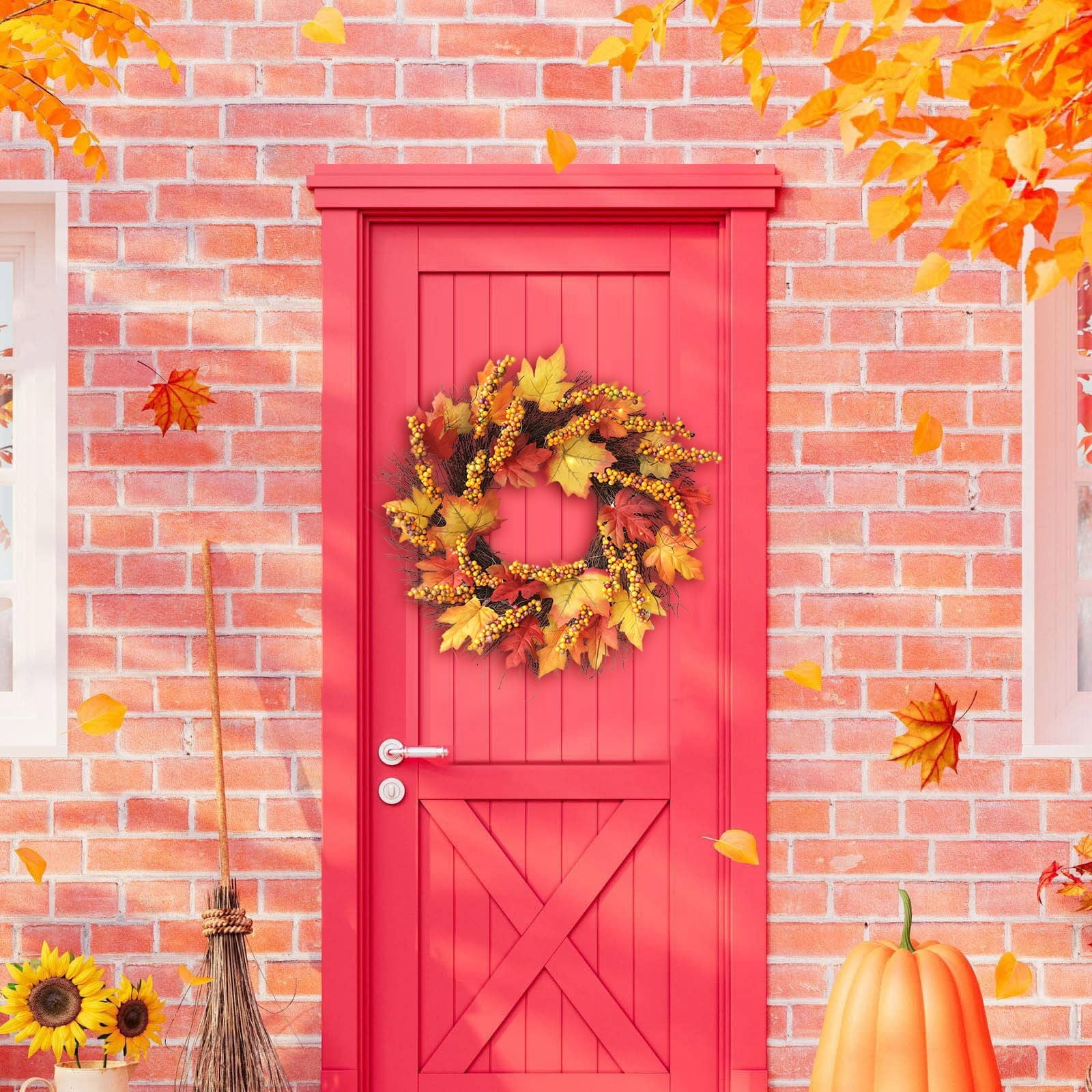 Solar Wreaths Lit Wreath Christmas Outdoor 30” Christmas Wreath Solar ...