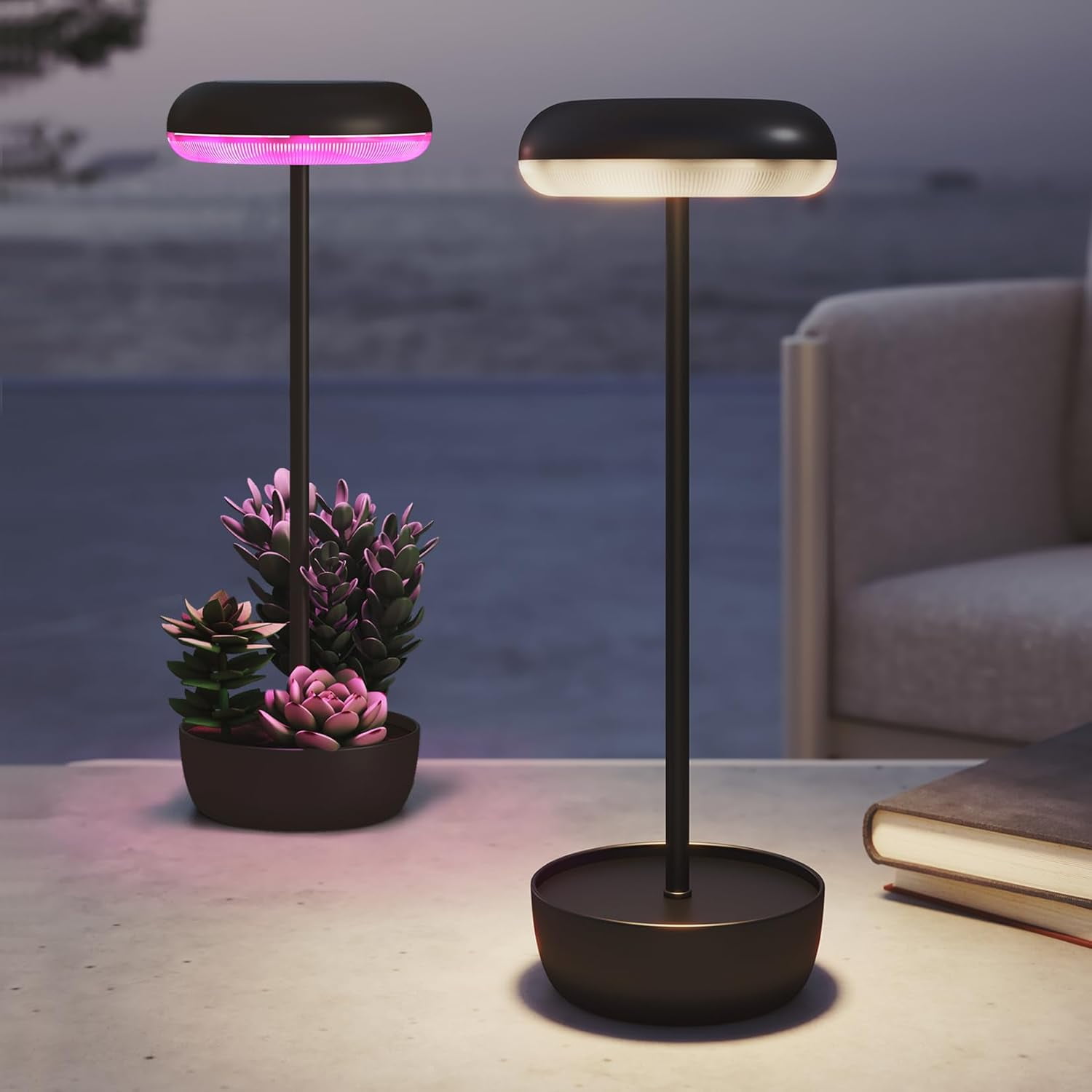 Solar Yard 2-Pack Outdoor Table Lamp, Cordless USB Solar Table Lamp for ...