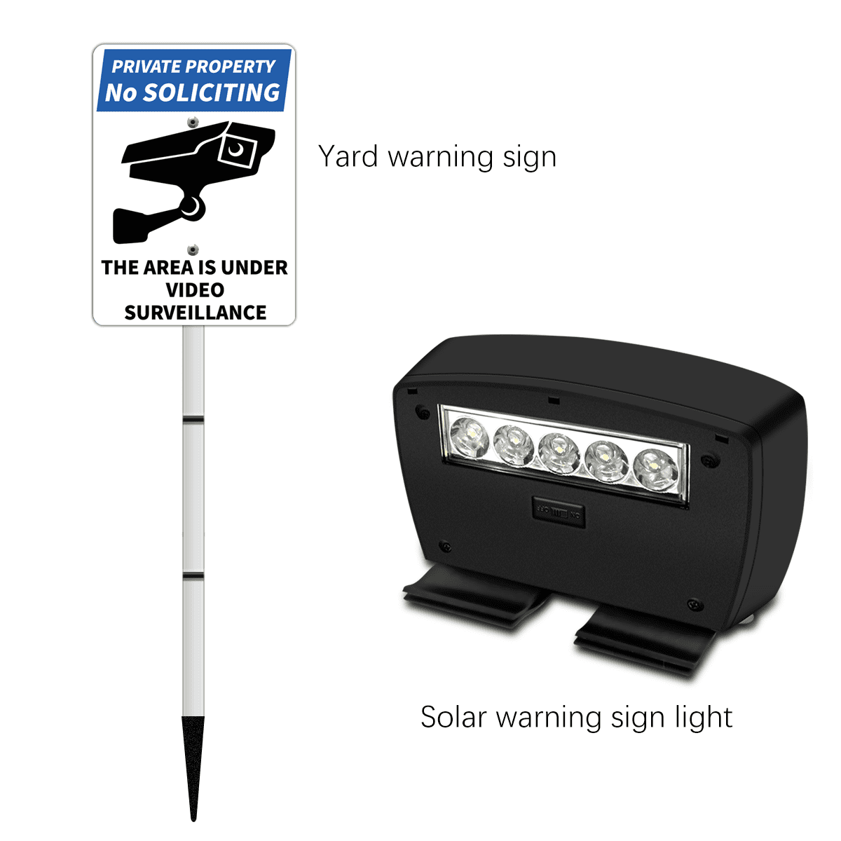 Solar Yard Sign with Stakes No Soliciting Private Property Warning ...