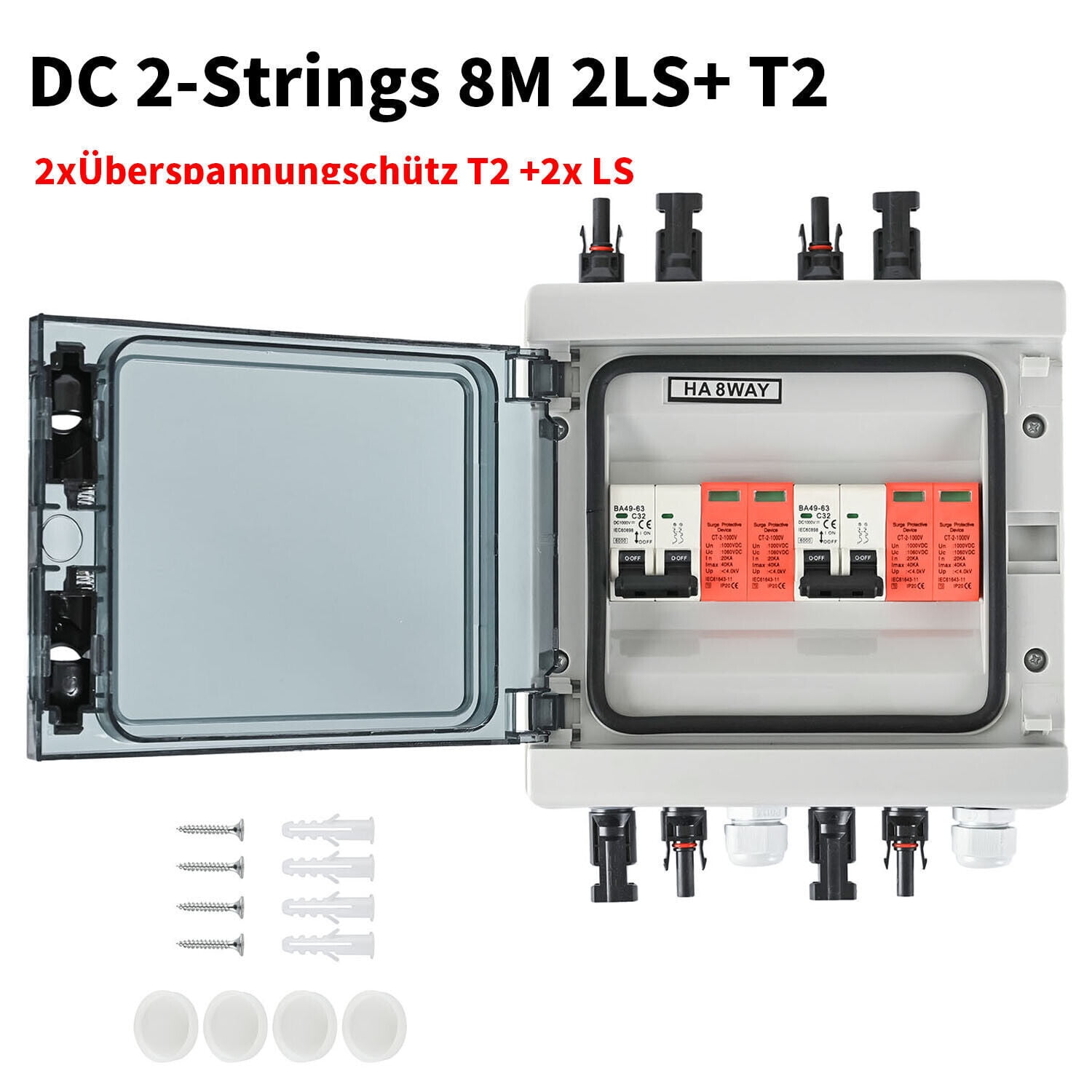 Solar connection box photovoltaic DC 1-2-strings surge protection PV 0% ...