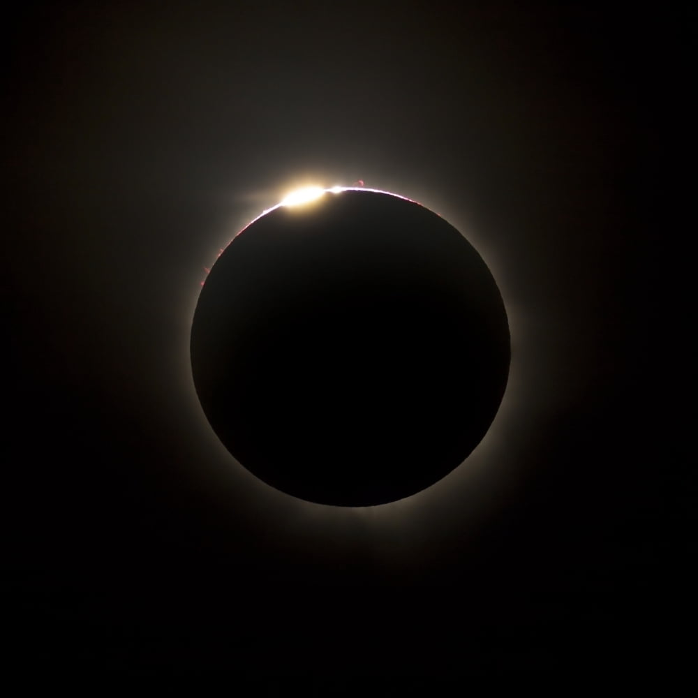 Solar eclipse with prominences and diamond ring effect Poster Print ...