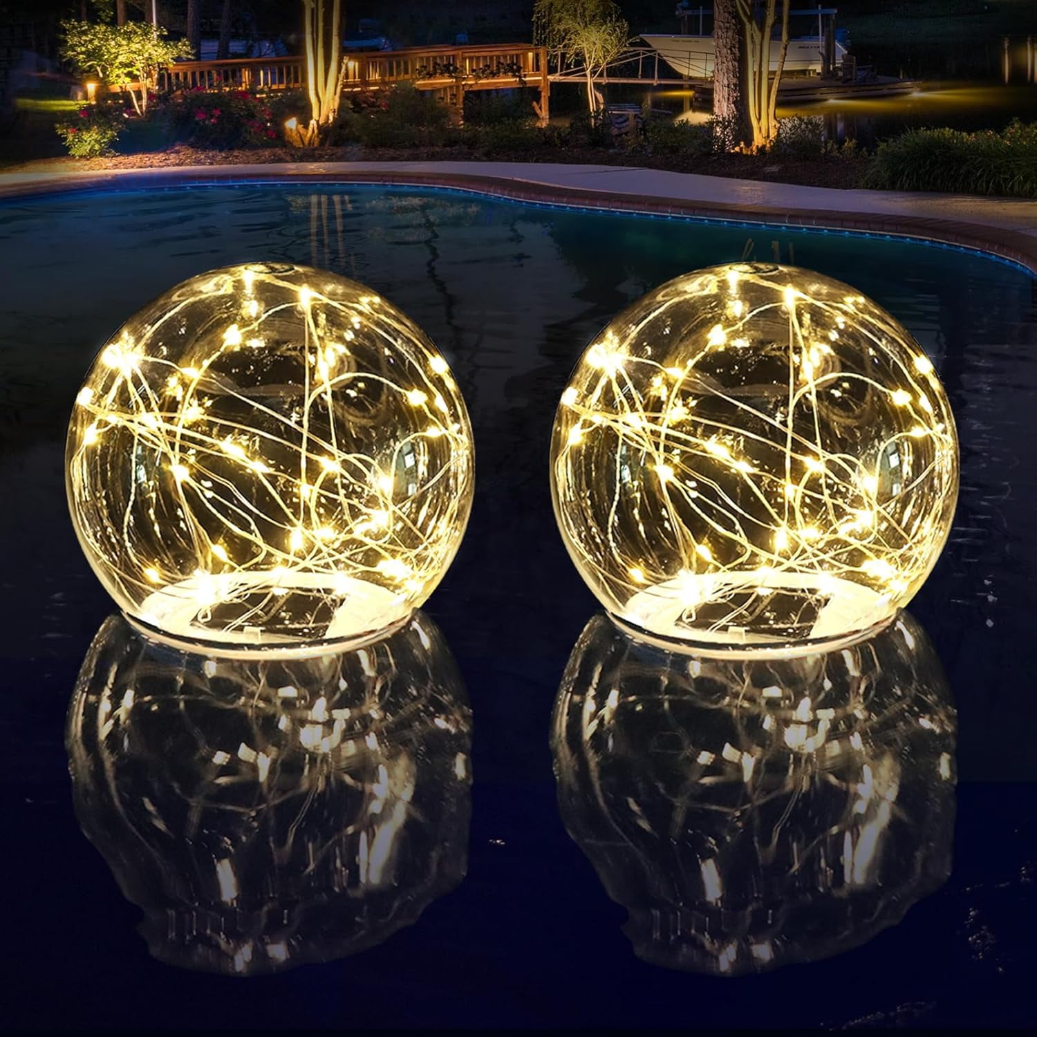 Solar floating pool light, warm white light solar floating pool light ...