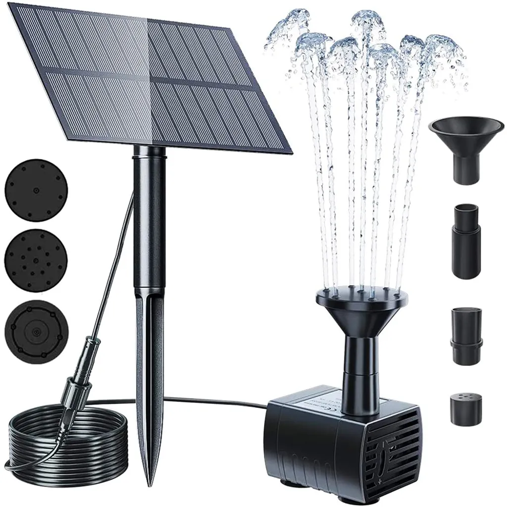 Solar fountain 7 effects 150L/h solar panel 1.5W garden water feature ...