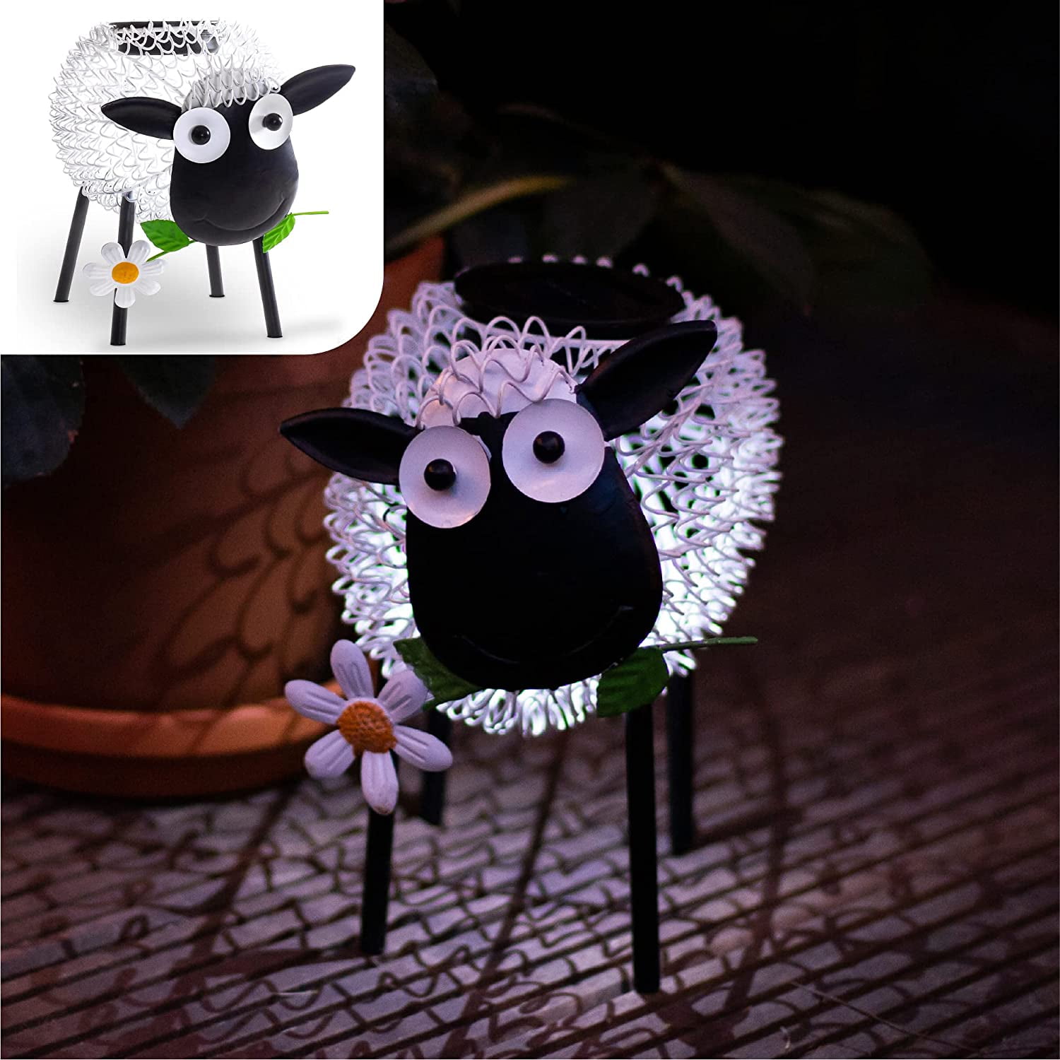 Solar garden lamp | LED decoration in the shape of a white sheep with ...