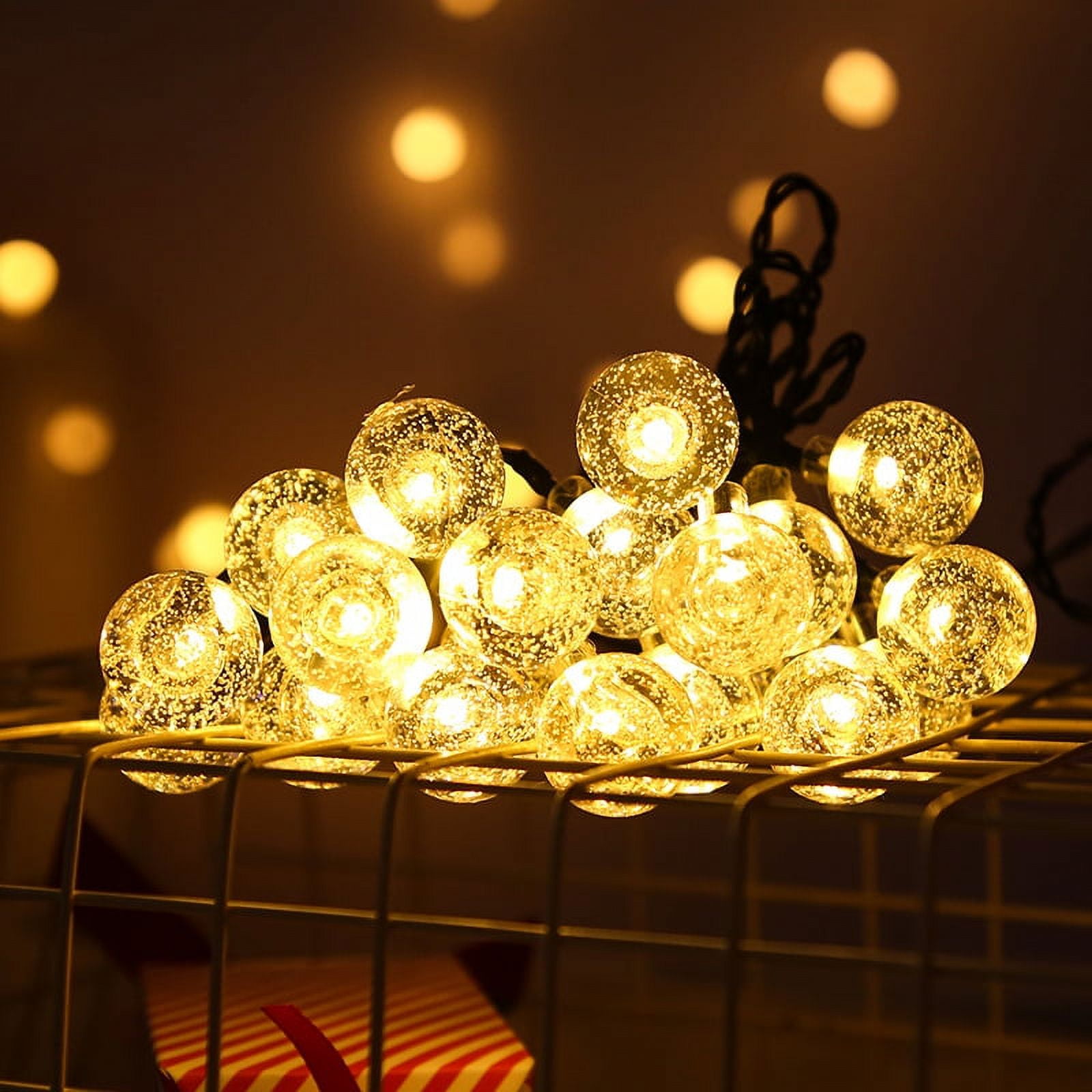 Solar light string 20LED Crystal Bubble Ball water drop outdoor ...