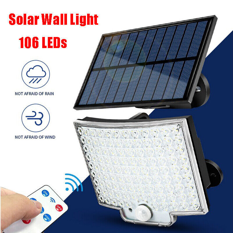 Solar outdoor lights 106 LED security lights with remote control IP65 waterproof Suitable for ...