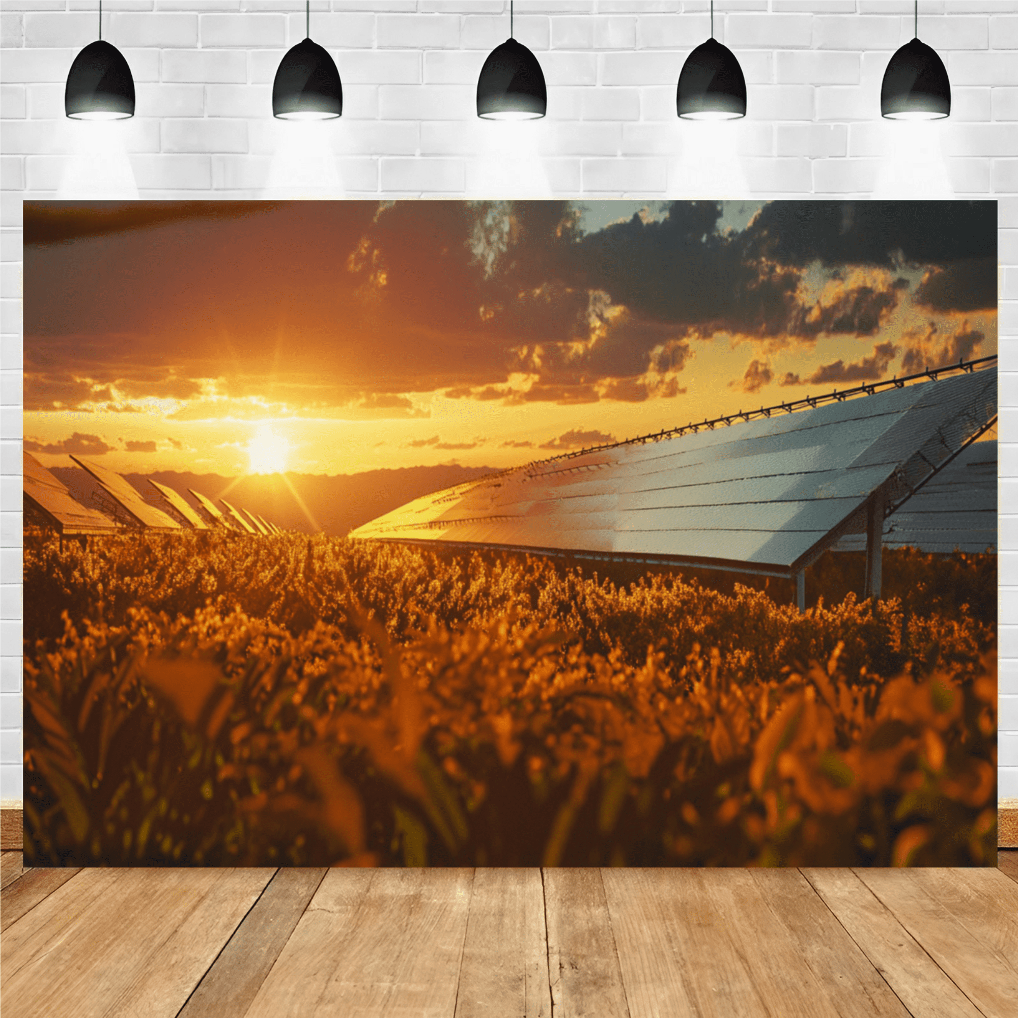 Solar panels at sunset Natural Scenic Backdrops Summer Landscape ...