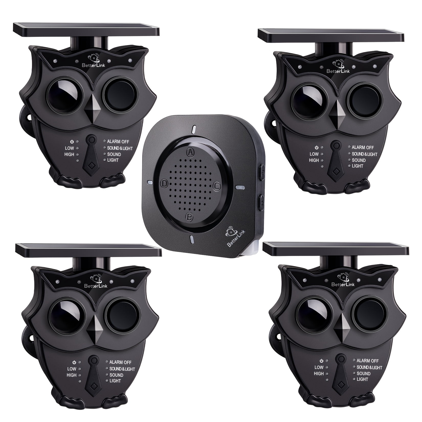 Solar-powered driveway security alarm, long detection range, loud siren ...