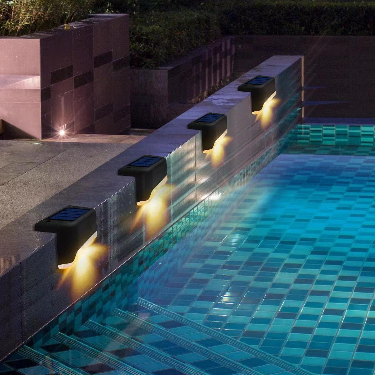 Solar powered pool edge lights, color changing waterproof lighting pool ...