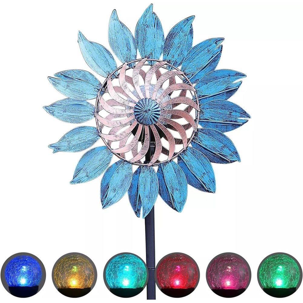 Solar wrought iron double-sided rotating windmill Wind Spinners Outdoor ...