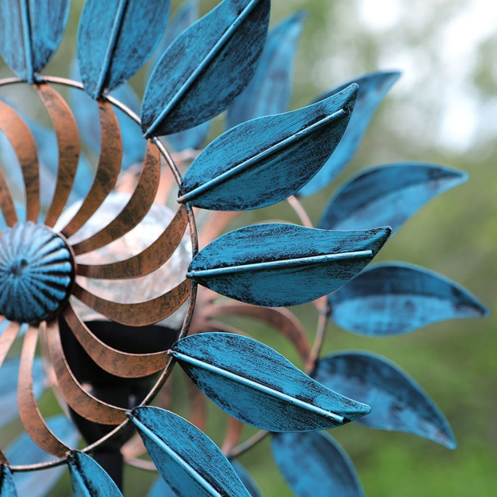 Solar wrought iron double-sided rotating windmill Wind Spinners Outdoor ...