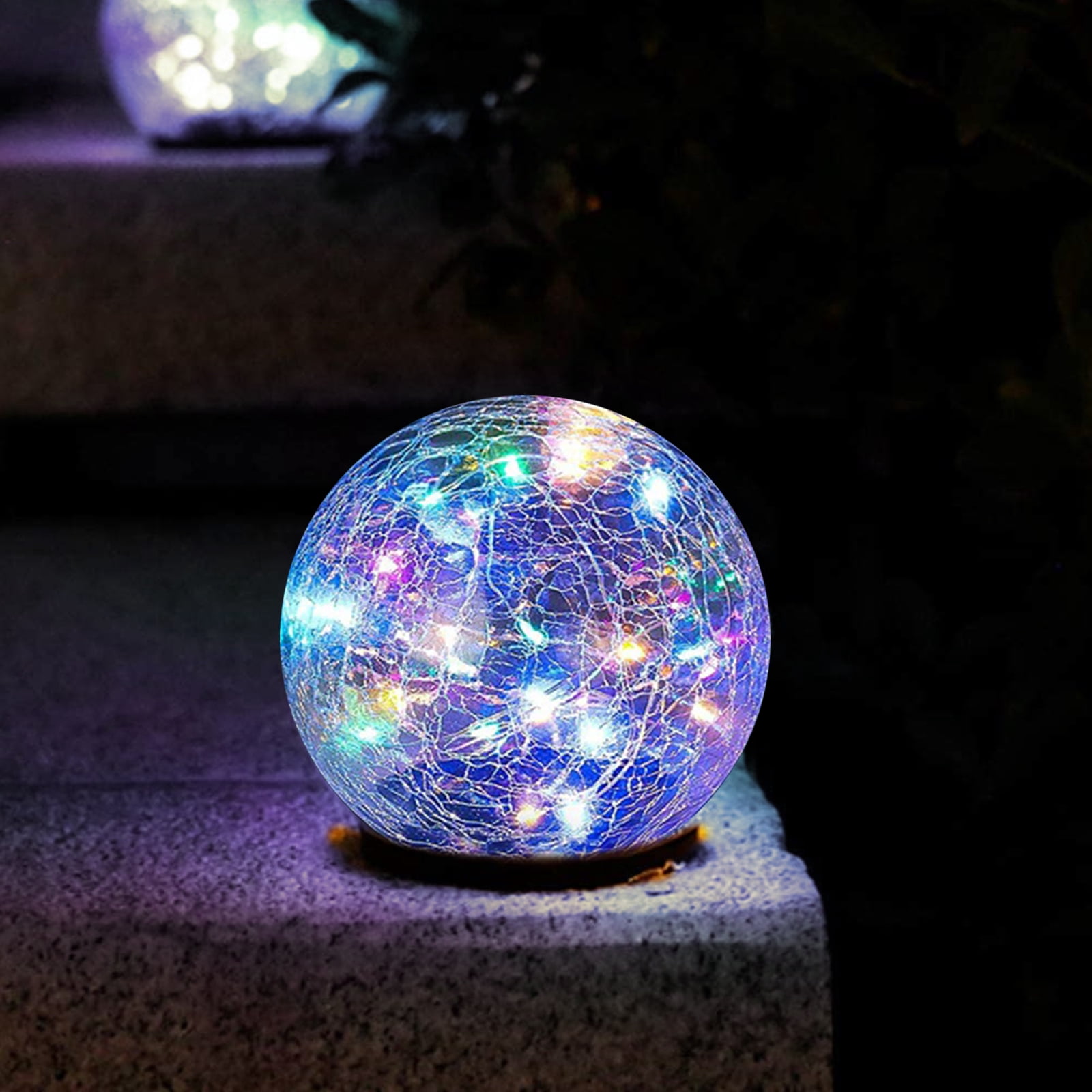 SolarEra 2 Pack Garden Solar Lights, Cracked Glass Ball Waterproof Warm ...