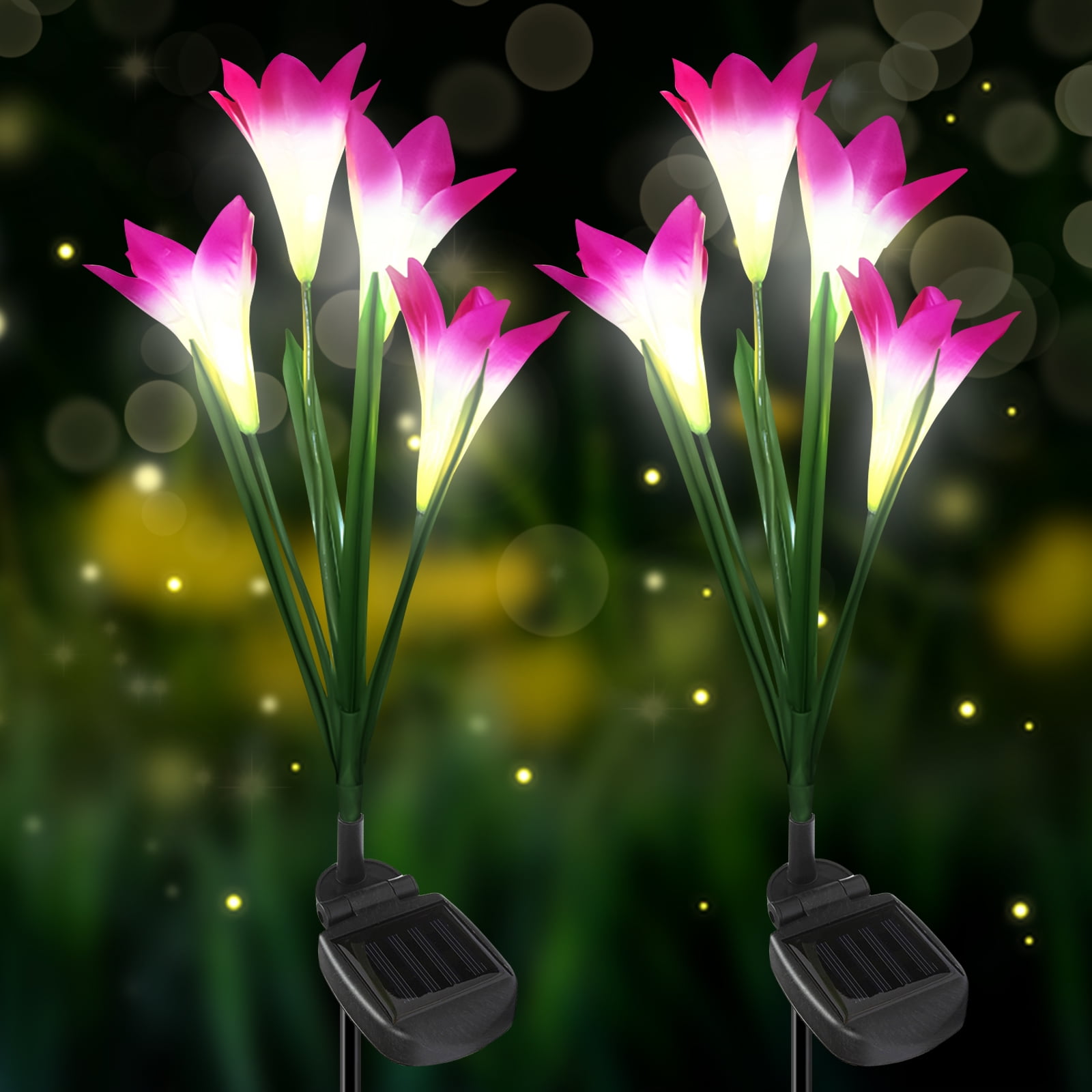 OriginalSourcing 2 Pack Solar Lily Flower Lights, Solar Powered Outdoor ...