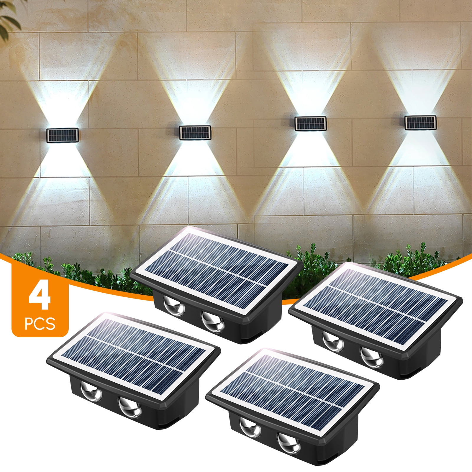 OriginalSourcing 4LED Dual Head Solar Wall Lights Waterproof Adjustable ...
