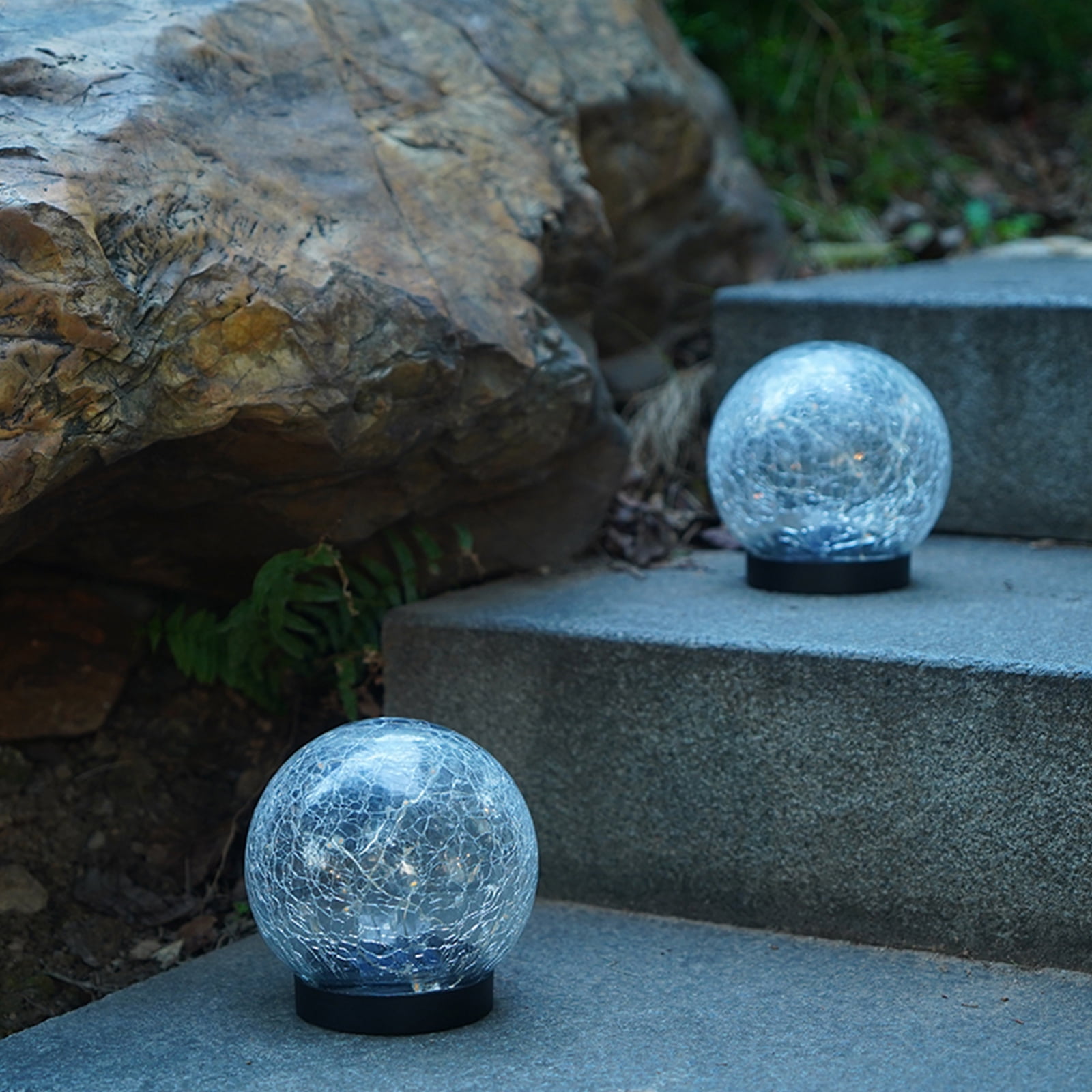 OriginalSourcing Garden Solar Cracked Glass Globe Lights, 2 Light Modes ...