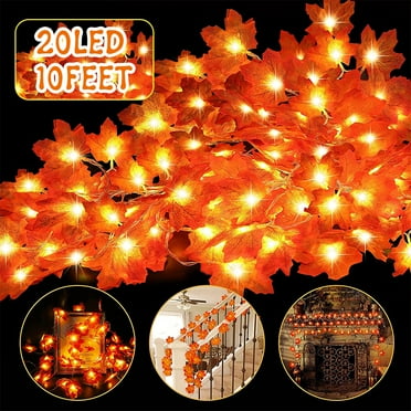 Niyattn Thanksgiving String Lights, Waterproof Pumpkin & Maple Leaf ...