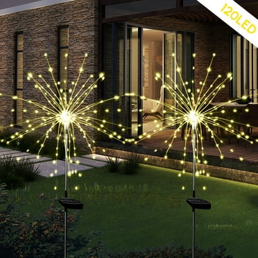 4 Pack Solar Garden Fireworks Lamp, 120 LED, 8 Modes, Waterproof ...
