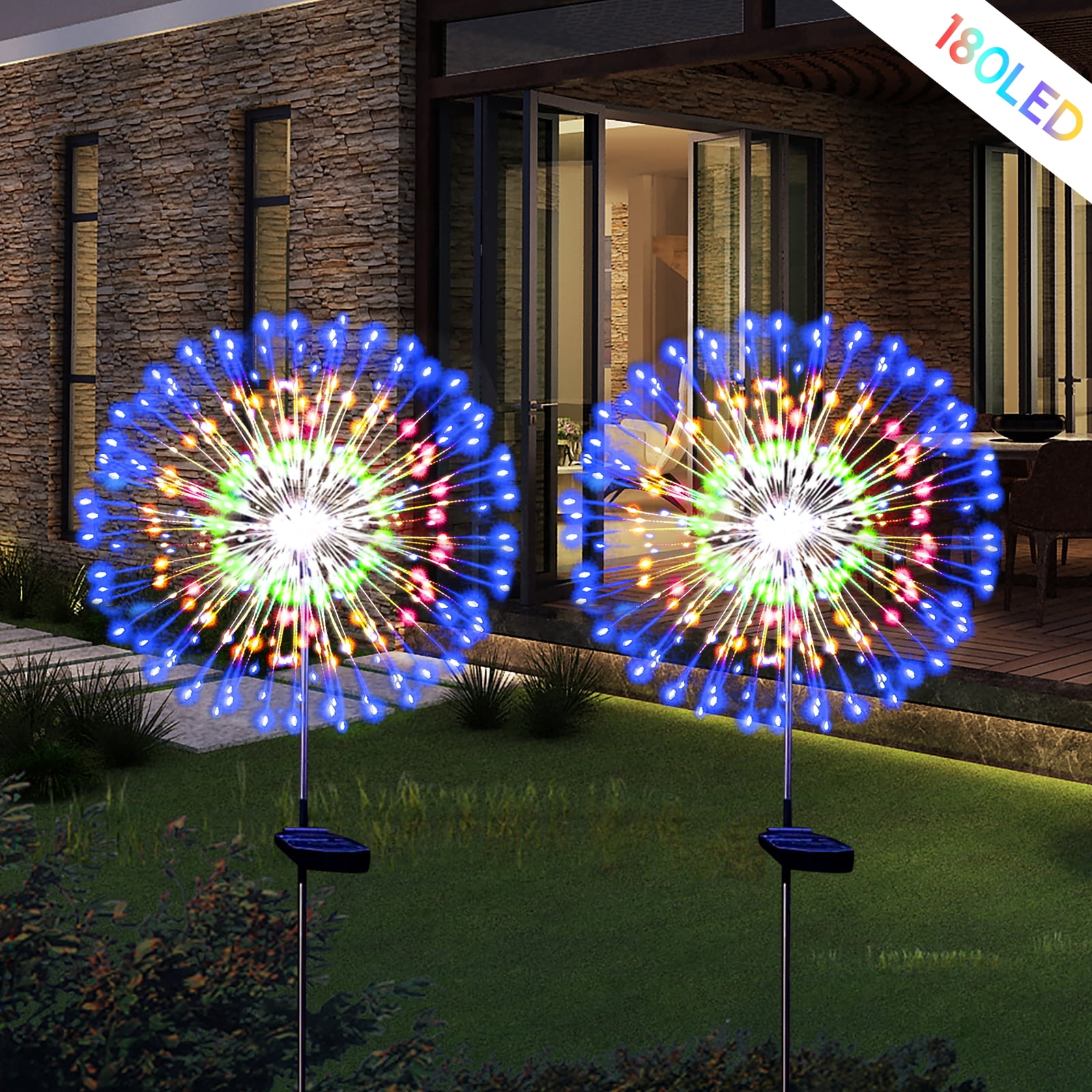 Solarera Outdoor Solar Fireworks Light 180 Led Light Source 8 Flashing
