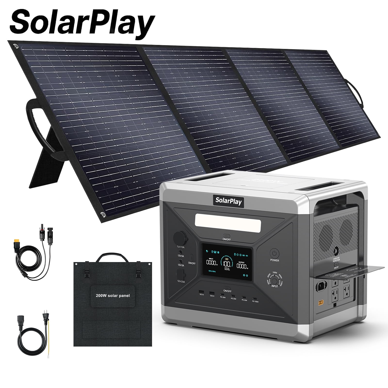 SolarPlay Portable Power Station, 2400W/2160Wh Large Capacity Solar ...