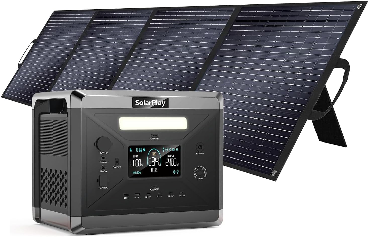 SolarPlay Portable Power Station, 2400W/2160Wh Large Capacity Solar ...