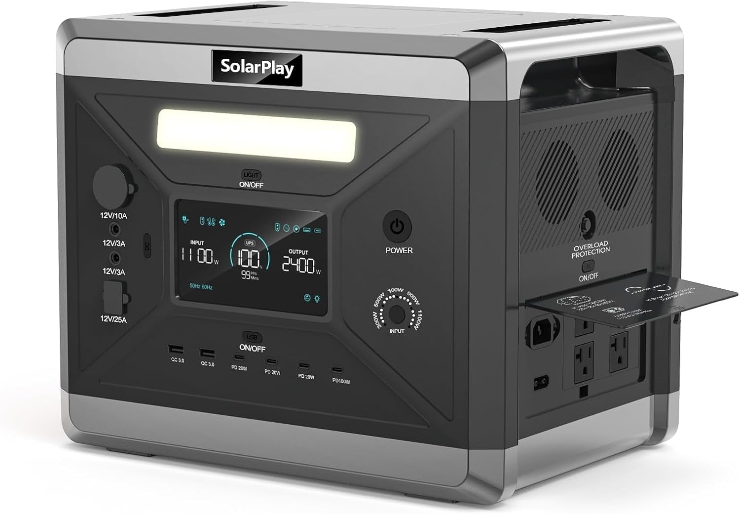 SolarPlay Portable Power Station, 2400W/2160Wh Large Capacity Solar ...