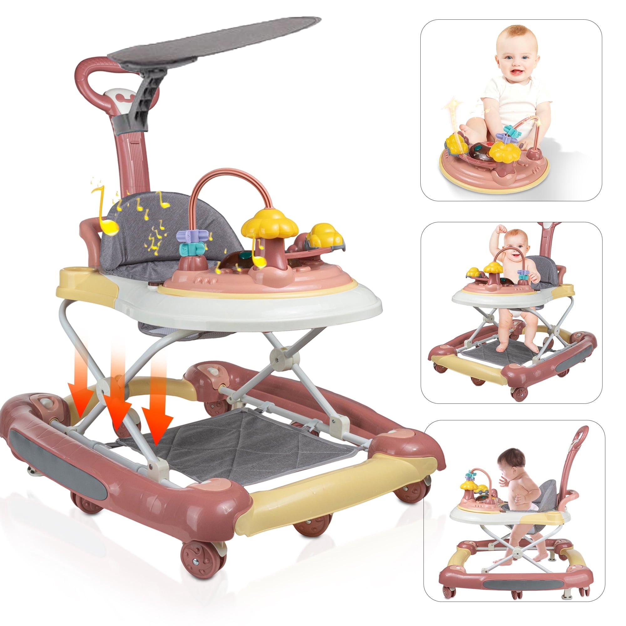 SolarSoda 4 in 1 Baby Walker with Wheels, Foldable Walker for Baby Boys ...
