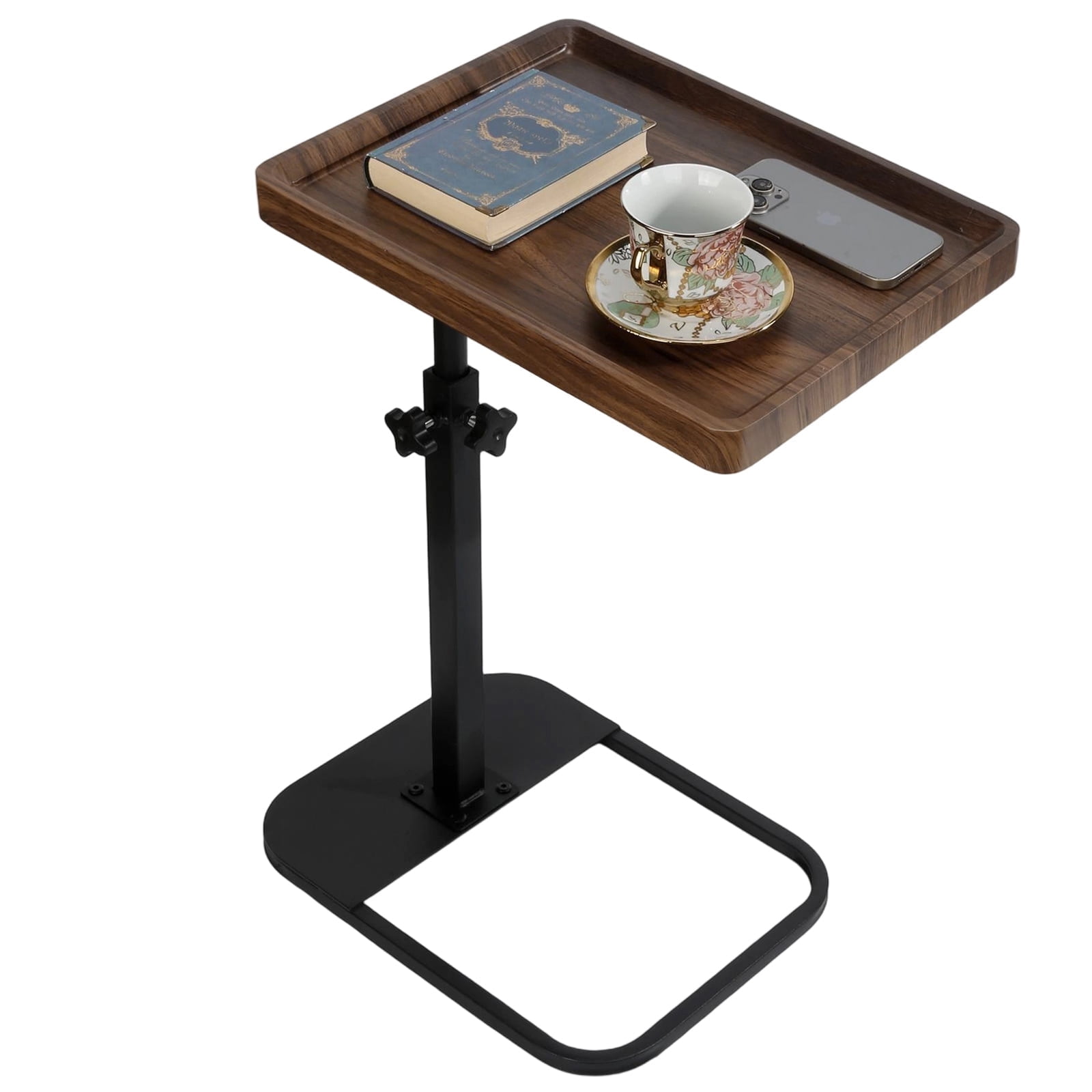 SolarSoda C-Shaped End Table with 360° Swivel Top, Adjustable Height ...
