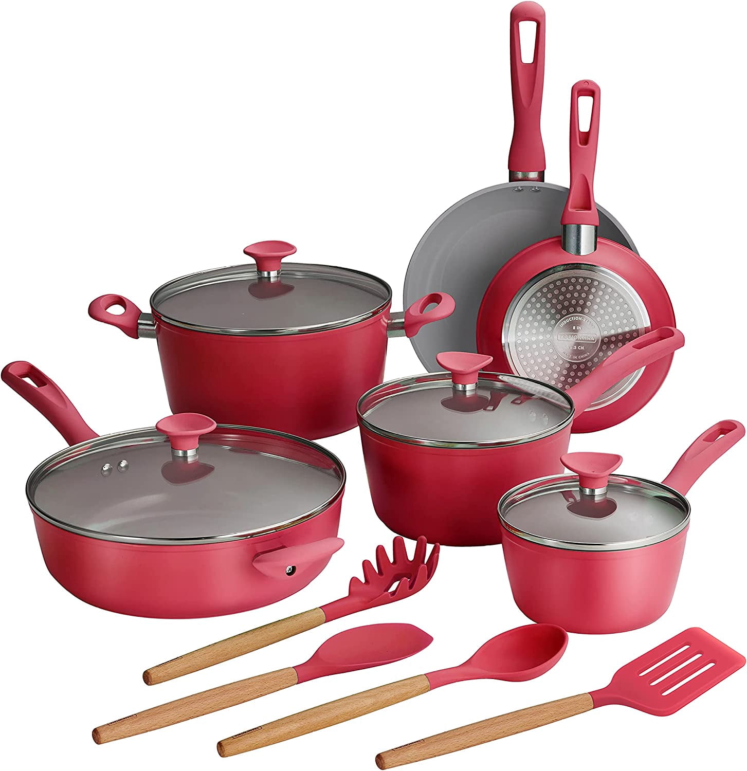 Solara 14-Piece Ceramic Non Stick Cookware Set with Lids, Heavy-Gauge ...